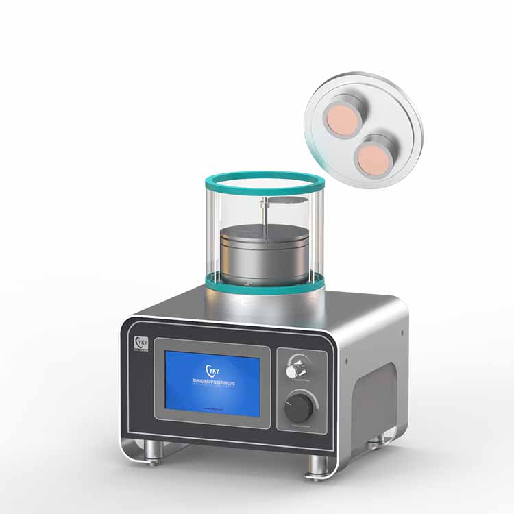 Two target heads plasma sputtering coater