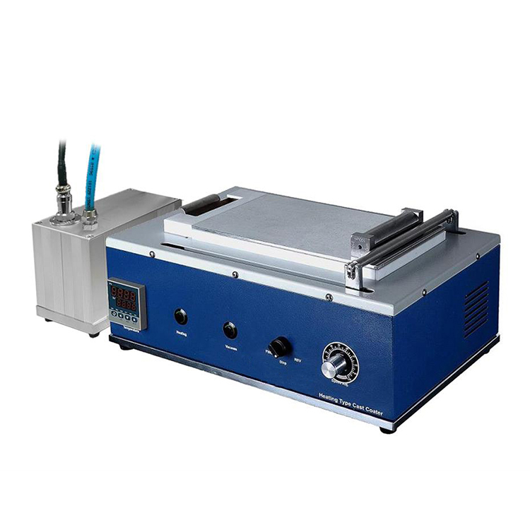 Mini tape casting coater with heated vacuum bed and pump