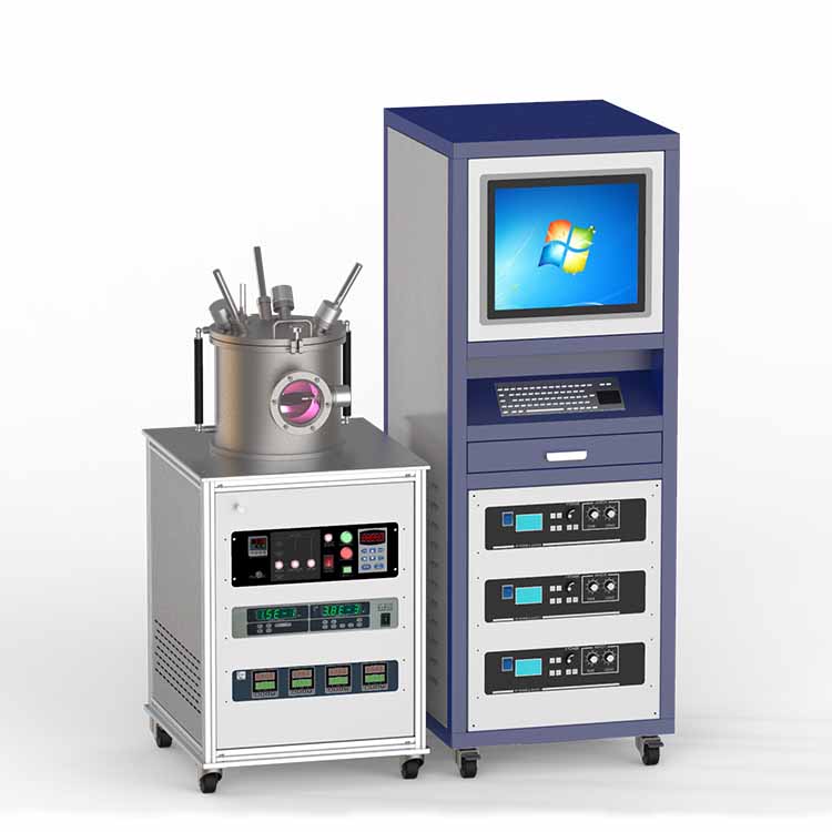Three targets RF magnetron sputtering coater